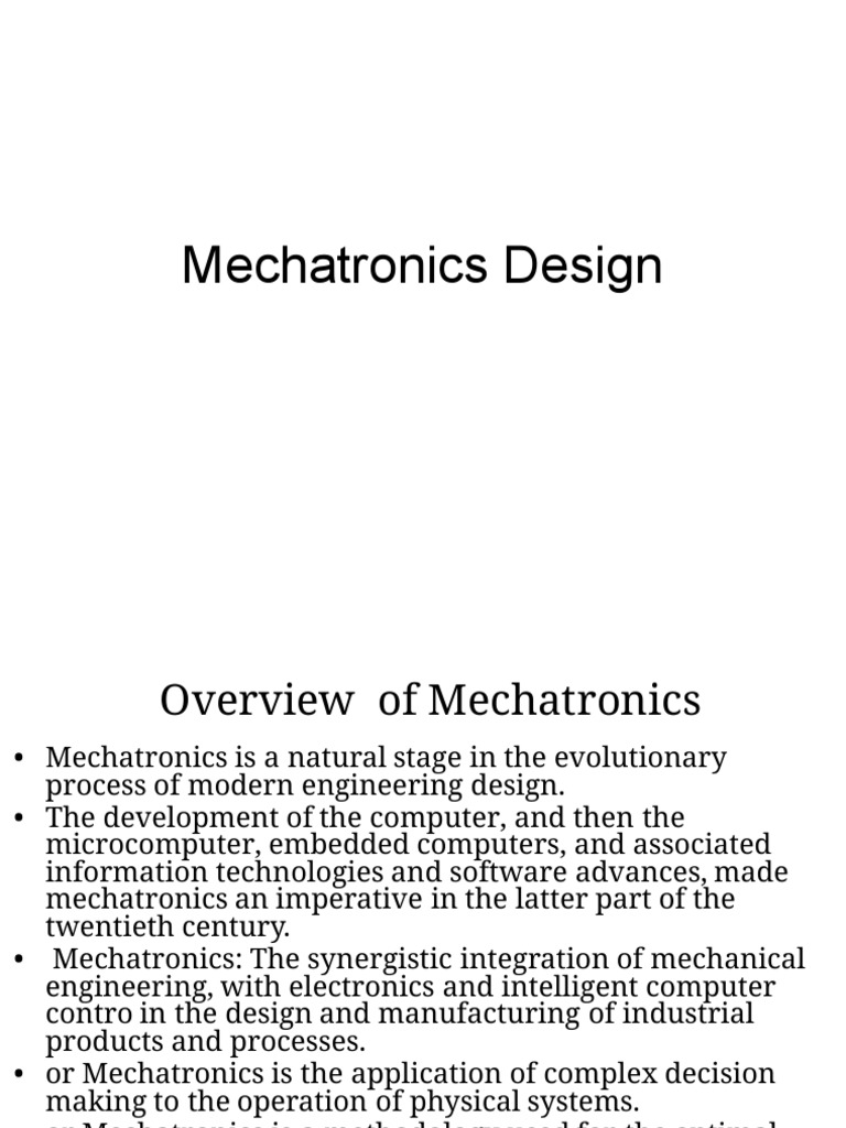 Mechatronics Design | PDF | Mechatronics | Machines