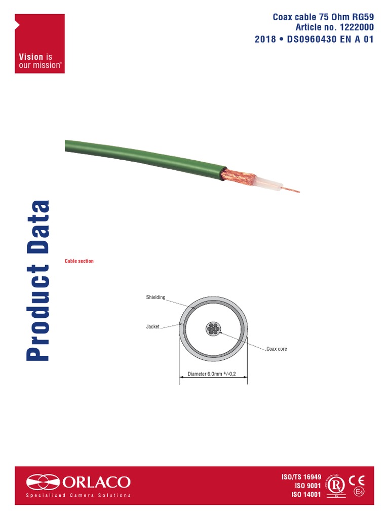 Orlaco Coax Cable 75 Ohm | PDF