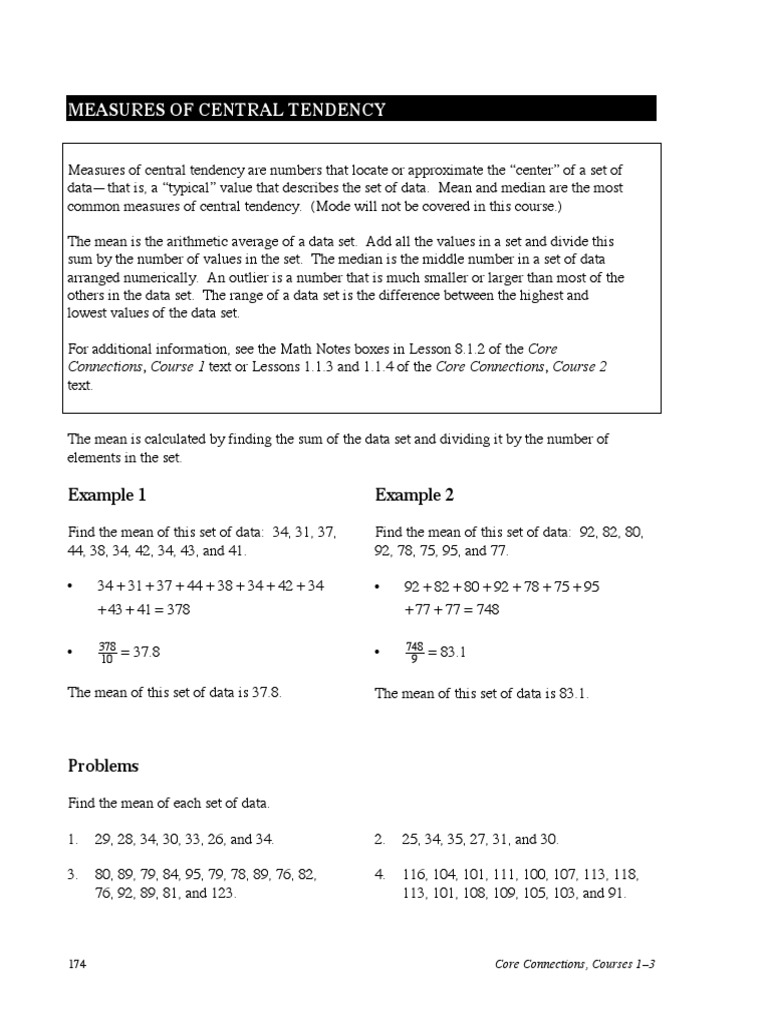 Measures of Central Tendency: Example 1 Example 2 | Download Free PDF ...