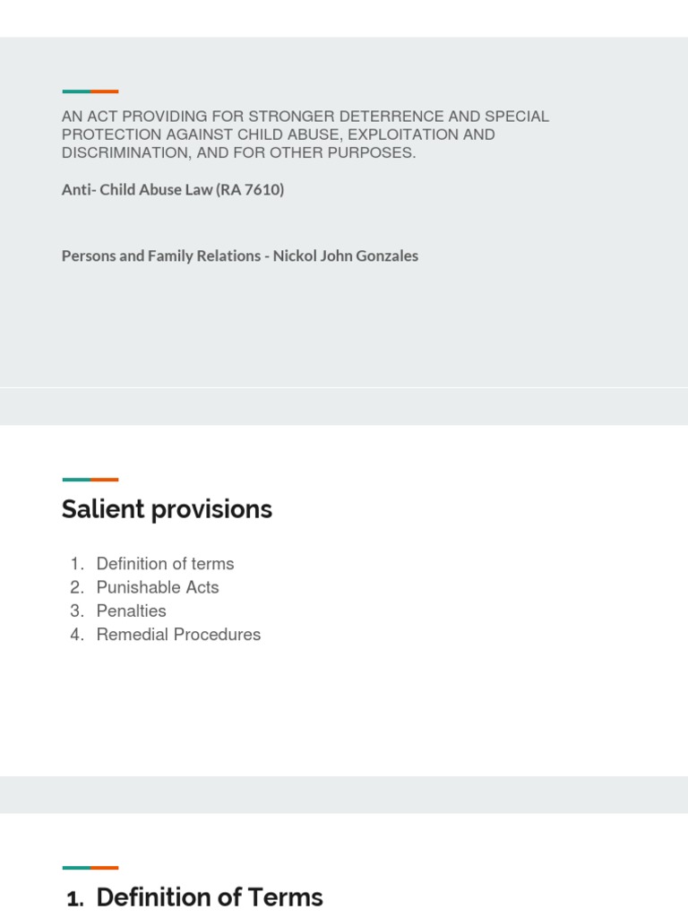 RA 7610: Child Abuse Protection Law | PDF | Child Abuse | Social ...