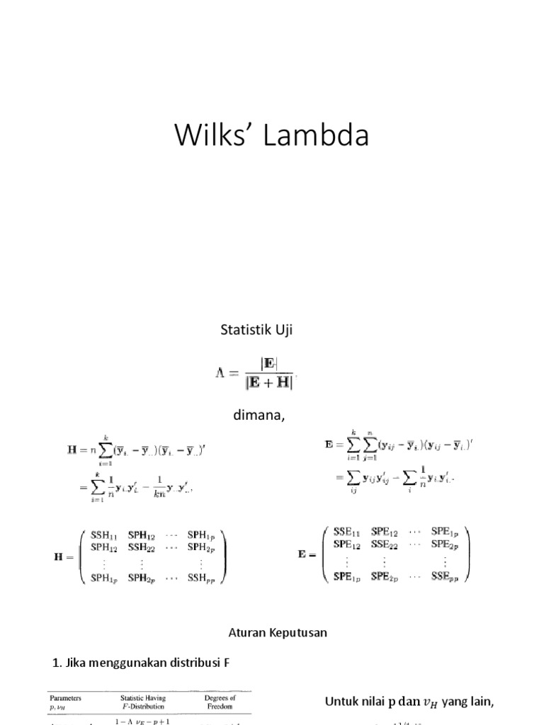 Wilks' Lambda | PDF