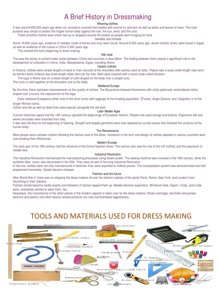 A Brief History in Dressmaking | PDF | Clothing | Fashion