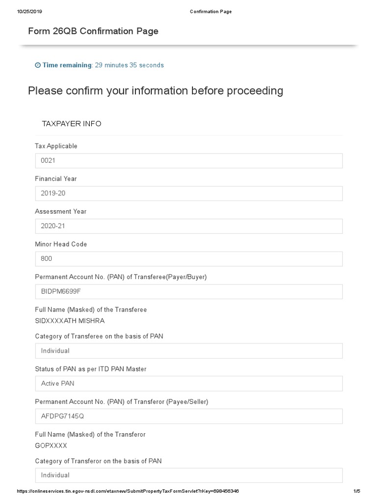 Please Confirm Your Information Before Proceeding: Form 26QB ...