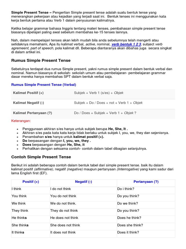 Simple Present Tense | PDF