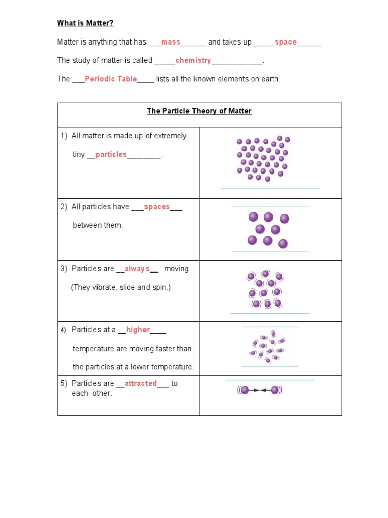 01.matter Particle Theory States Matter Answers | PDF | Matter | Gases