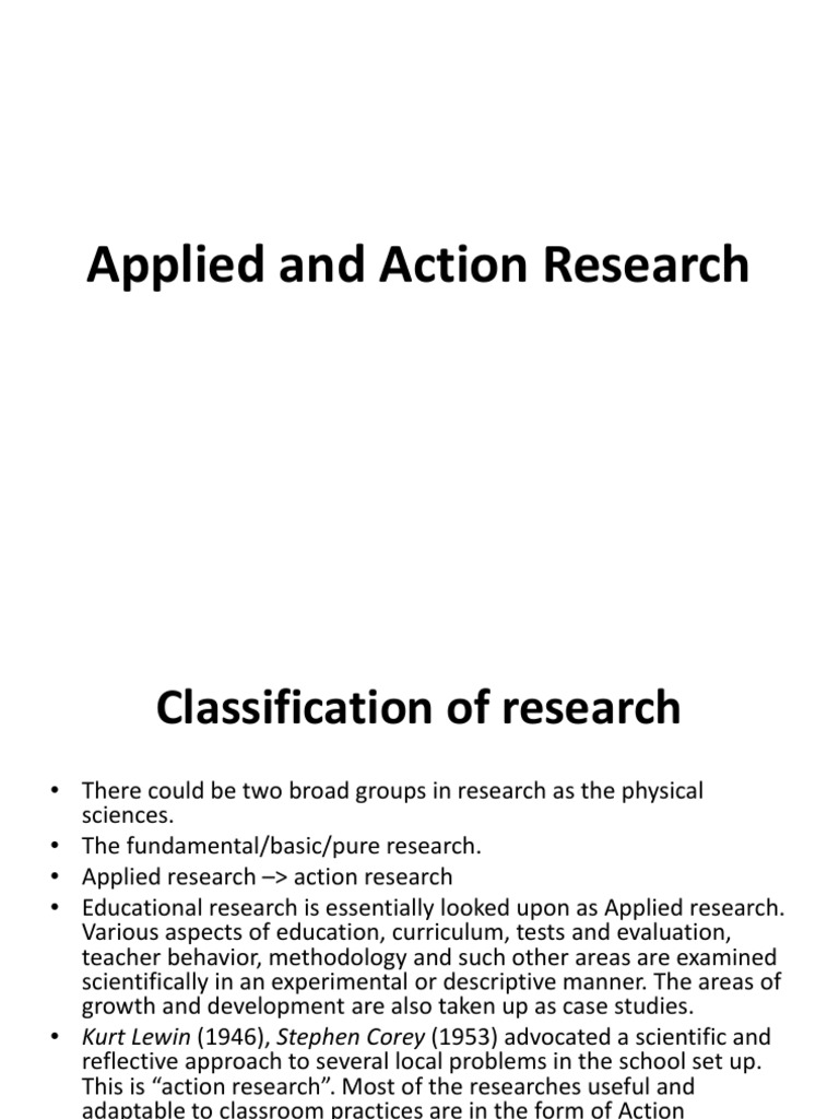 Differences Between Action and Applied Research | PDF | Action Research ...