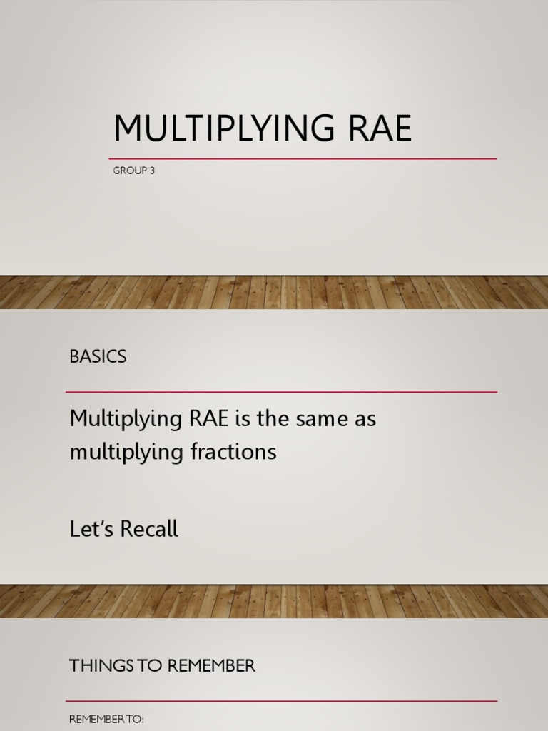Multiplying RAE | PDF