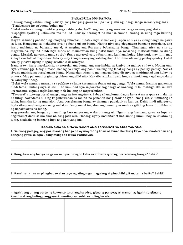Parabula NG Banga | PDF