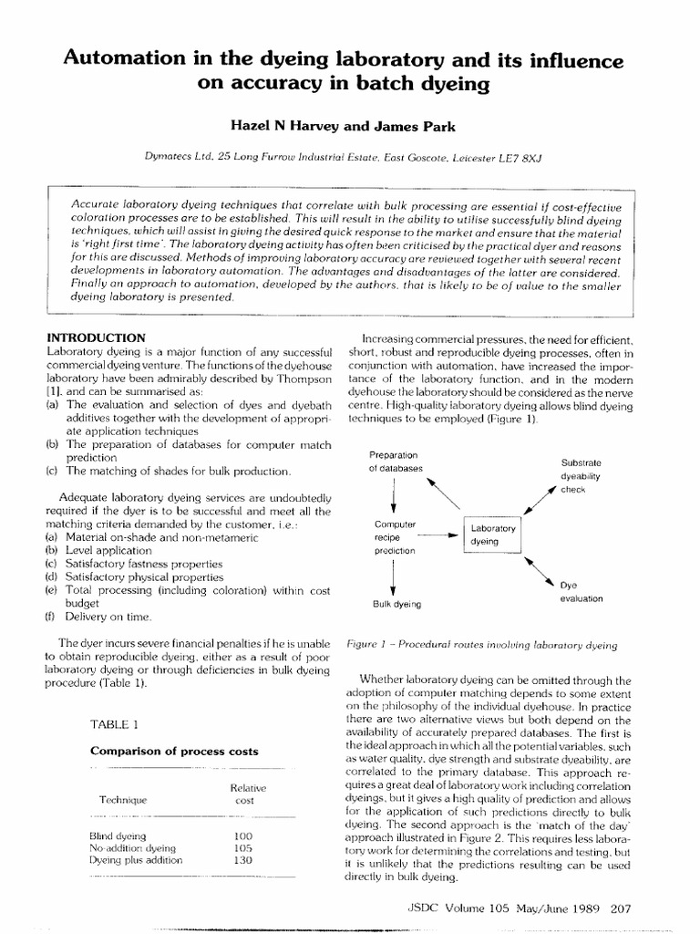 Automation in Dyeing Laboratory | PDF