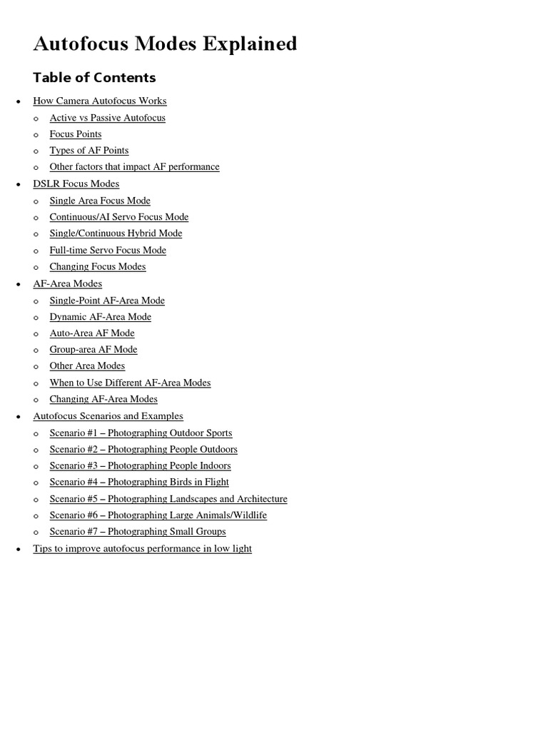 Nikon Camera - Focus Modes Explained | PDF | Autofocus | Digital Single ...