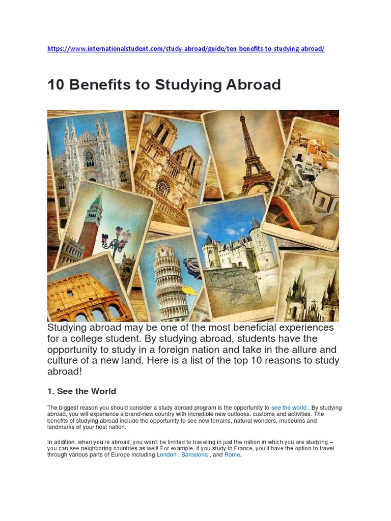 10 Benefits To Studying Abroad | PDF | International Student | Behavior ...
