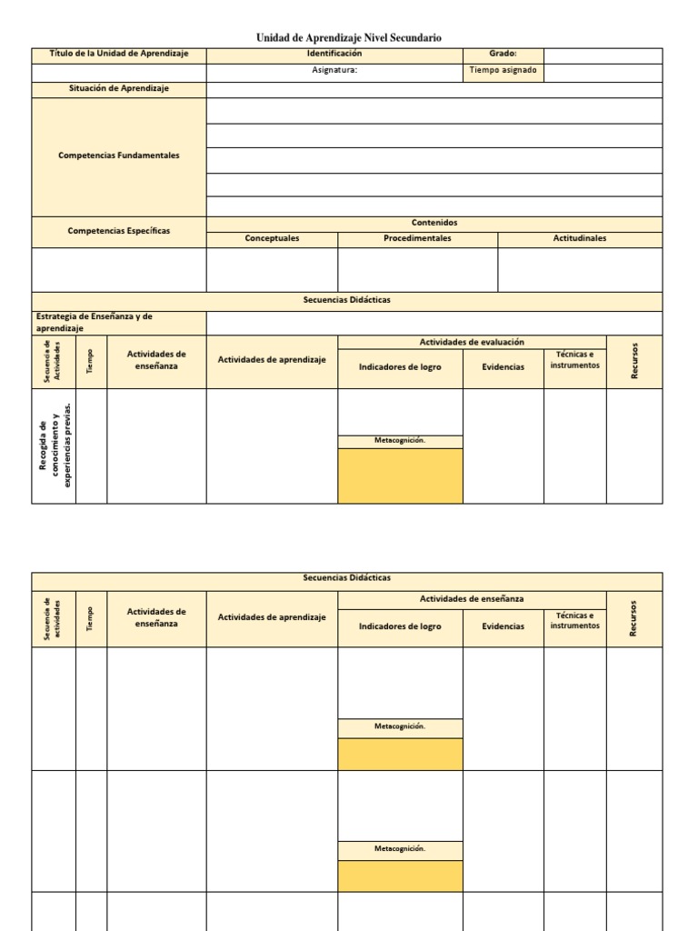 Esquema de Planificación de Unidad de Aprendizaje de Secundaria..pdf | Teoria de la mente ...