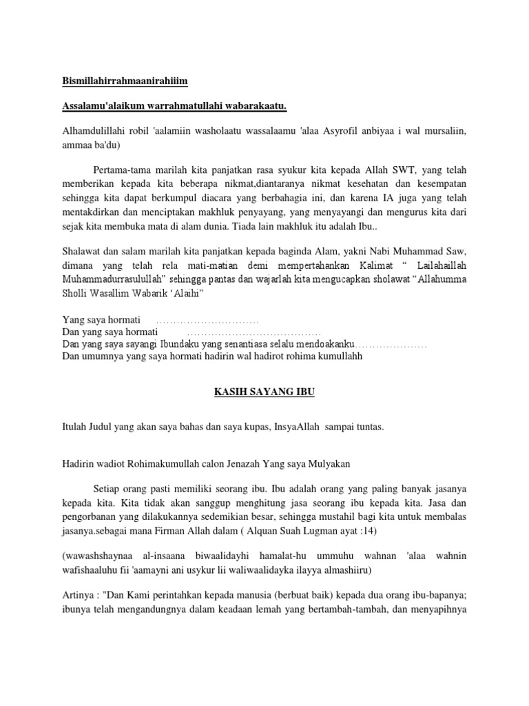 Pidato Kasih Sayang Ibu | PDF