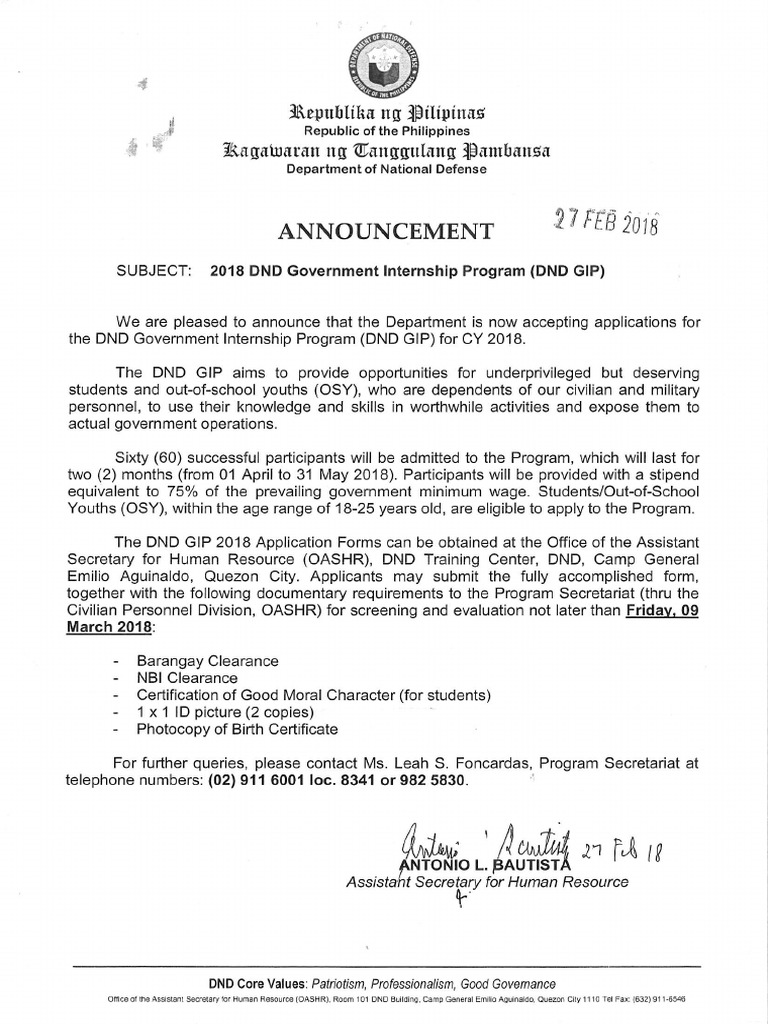 Department of National Defense Program | PDF