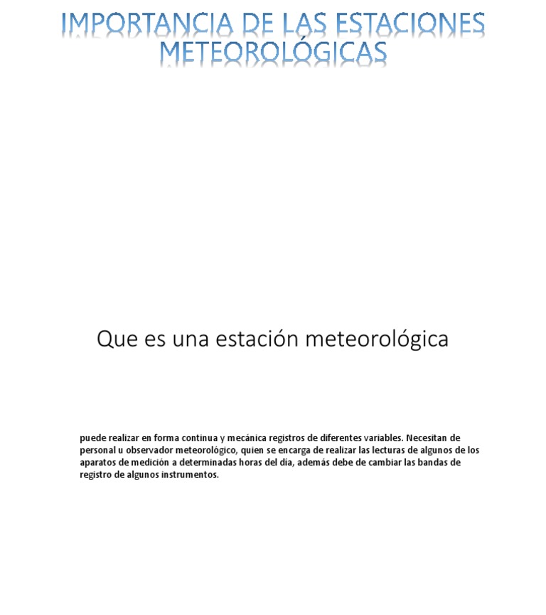 Importancia de Las Estaciones Meteorológicas | PDF