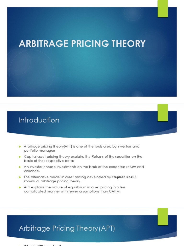 Arbitrage Pricing Theory | Download Free PDF | Capital Asset Pricing ...