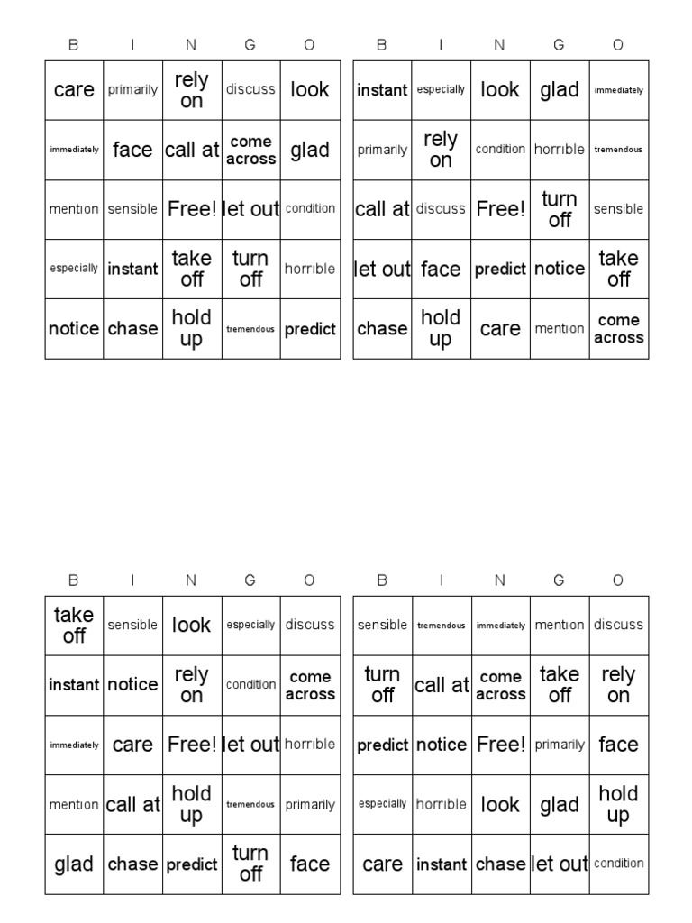 BINGO Word List and Patterns | PDF