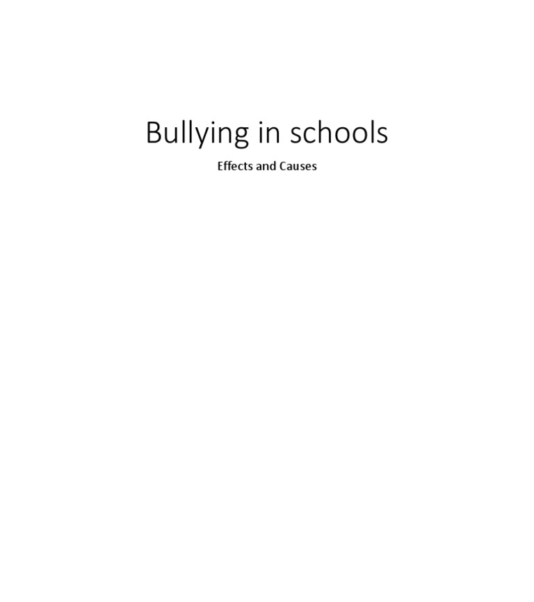 Bullying in Schools: Effects and Causes | PDF