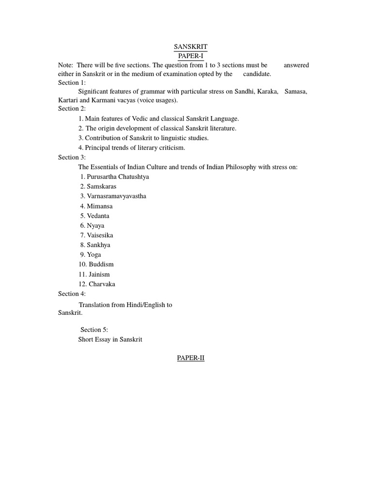 Sanskrit Syllabus | PDF | Sanskrit | Indian Philosophy