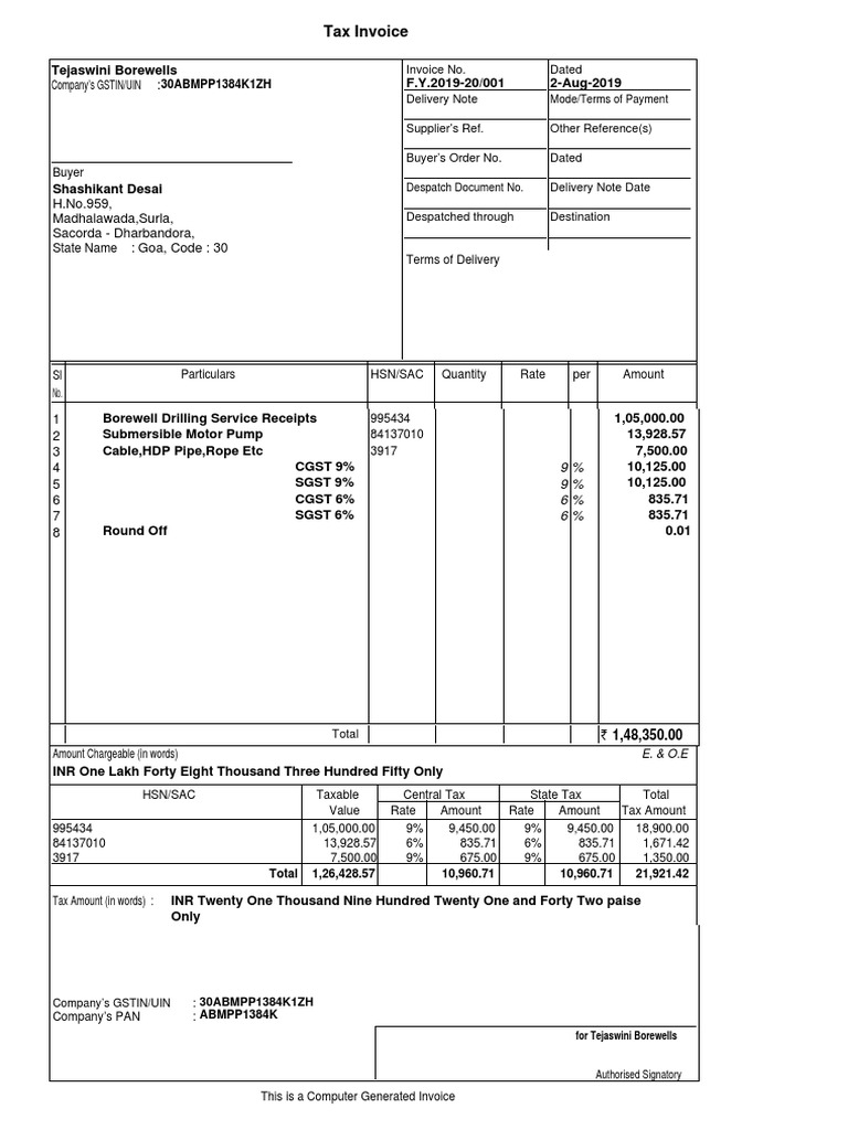 Bill No. 001 | Download Free PDF | Business Documents | Invoice