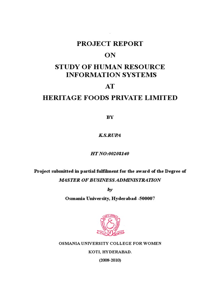 Project Report On Heritage | PDF | Business | Economies