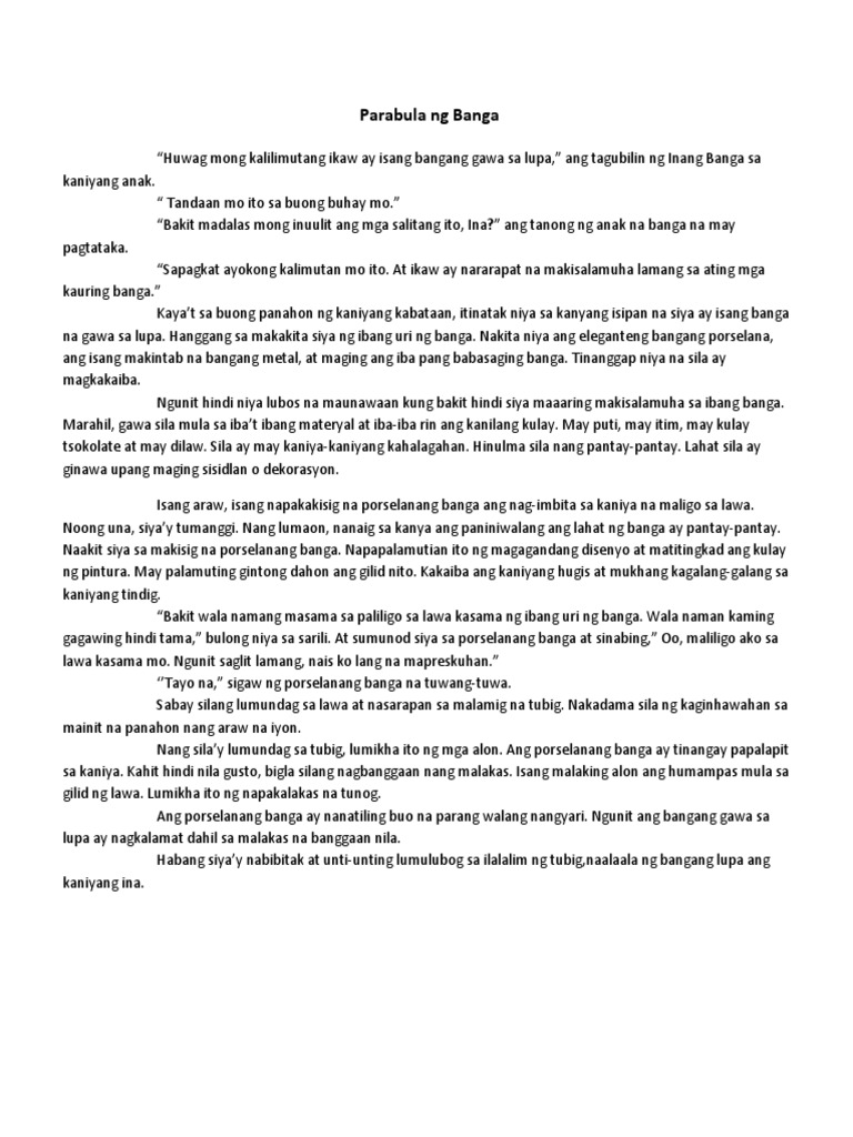 Parabula NG Banga | PDF
