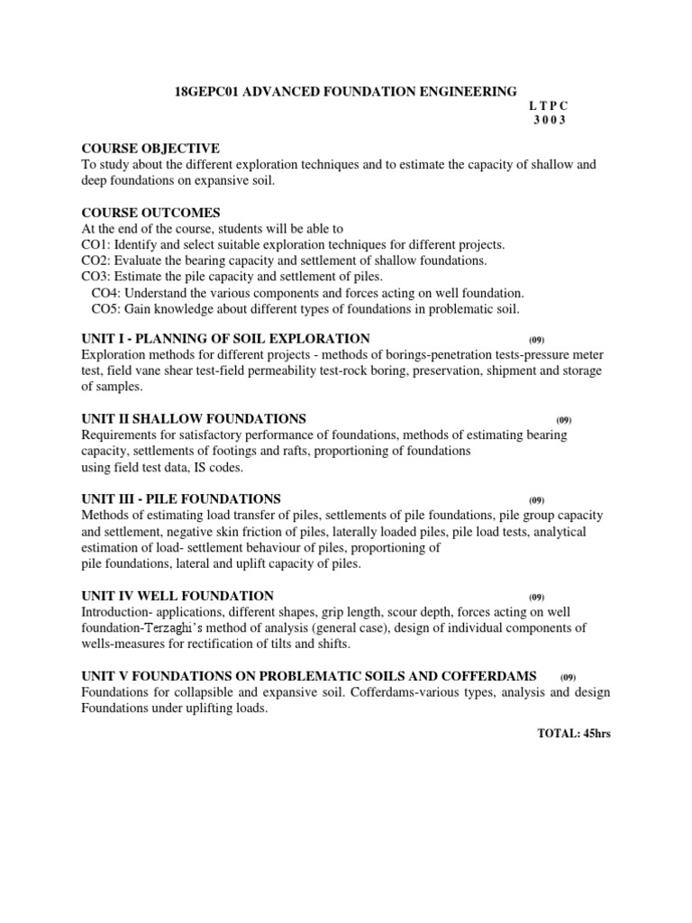 Advanced Foundation Engineering Course | PDF