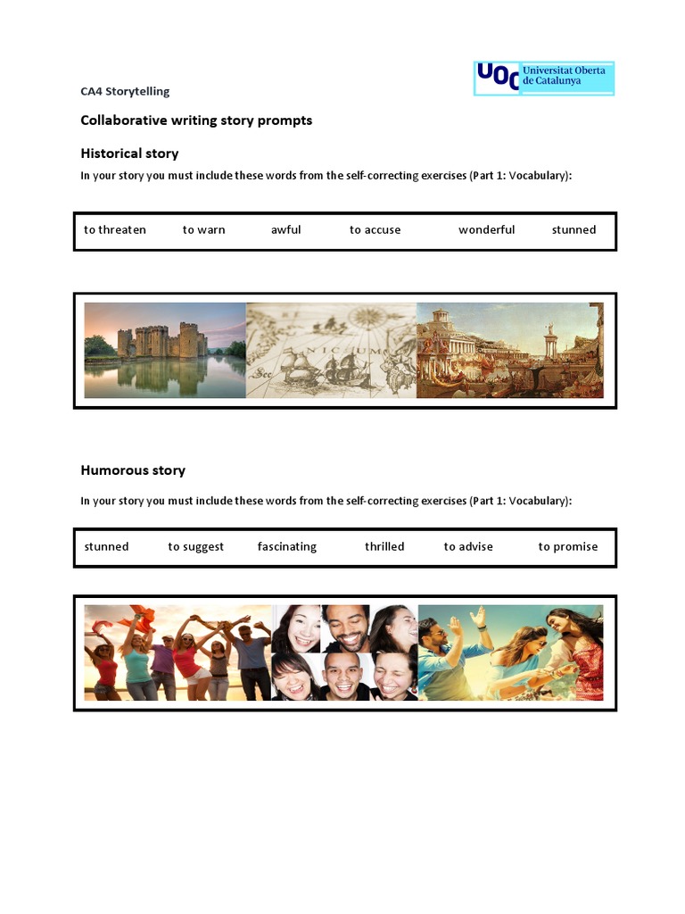 Collaborative Writing Story Prompts Historical Story: CA4 Storytelling ...