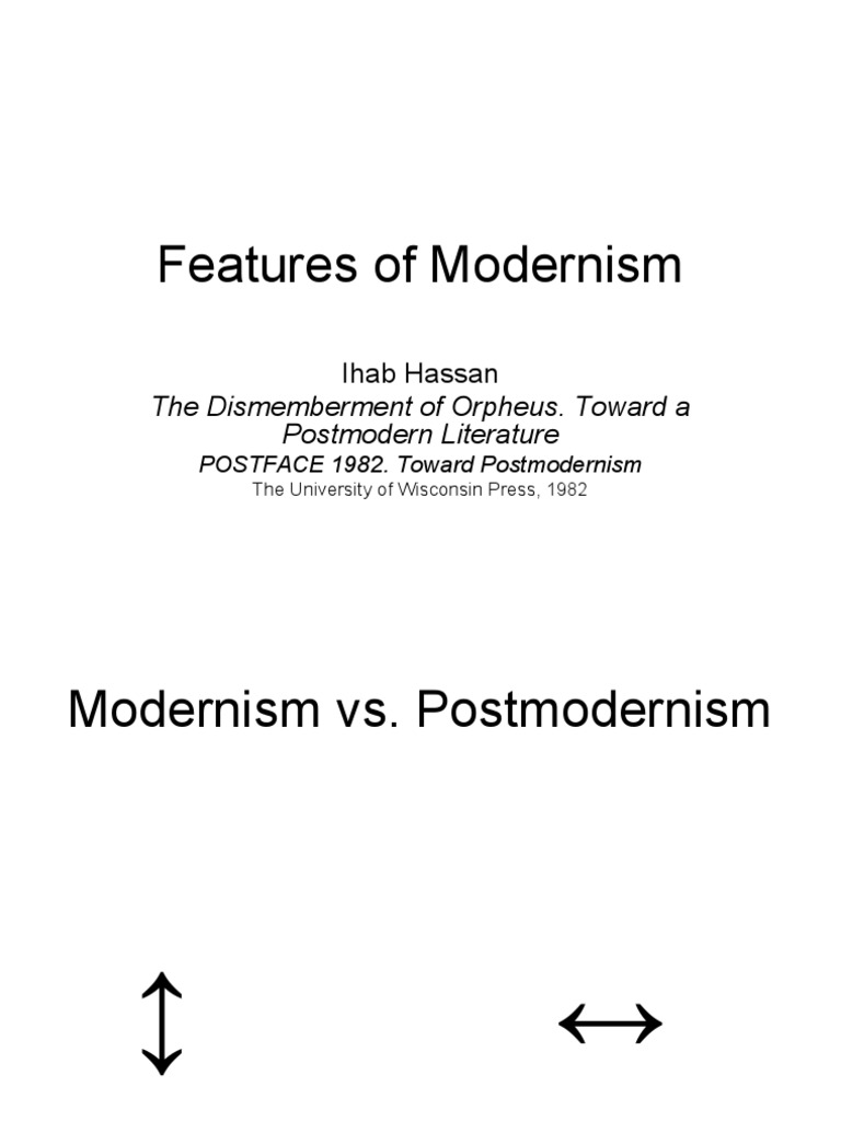 Features of Modernism | PDF | Intertextuality | Logos