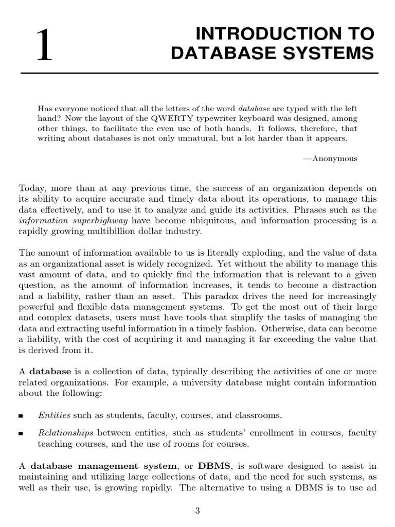 Introduction To Database Systems: Information Superhighway Have Become Ubiquitous, and ...