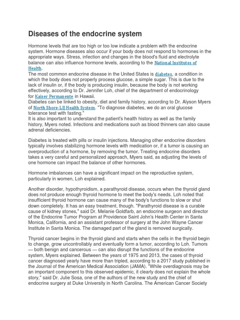 Diseases of The Endocrine System | PDF | Endocrinology | Endocrine System