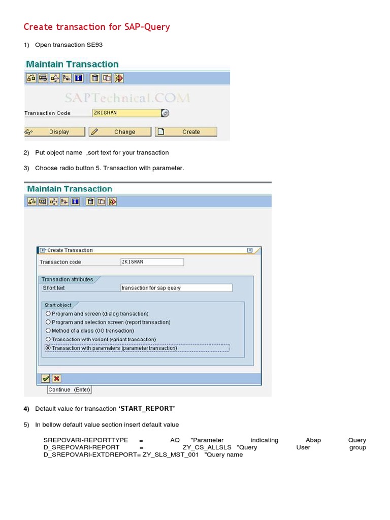 Create Transaction For SAP-Query | PDF