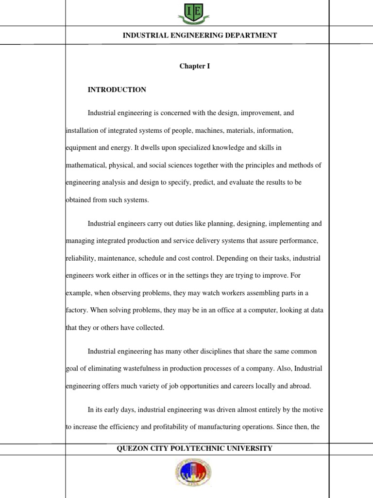Industrial Engineering Department | PDF | Industrial Engineering ...