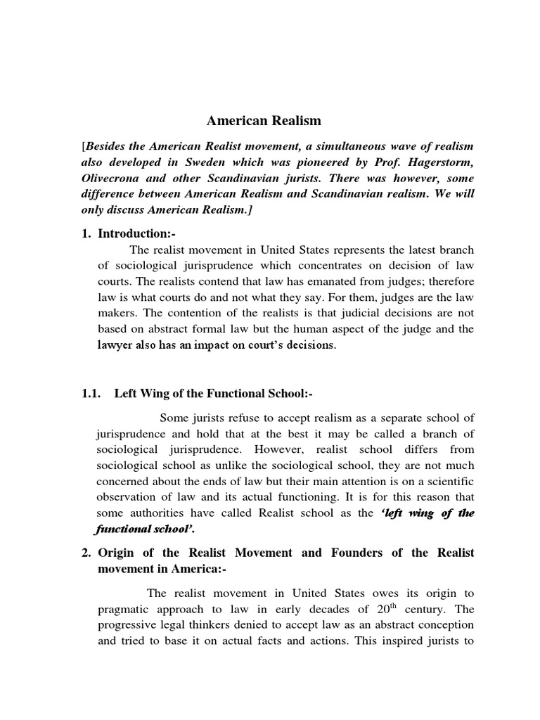 American Realism | PDF | Jurisprudence | Philosophical Realism