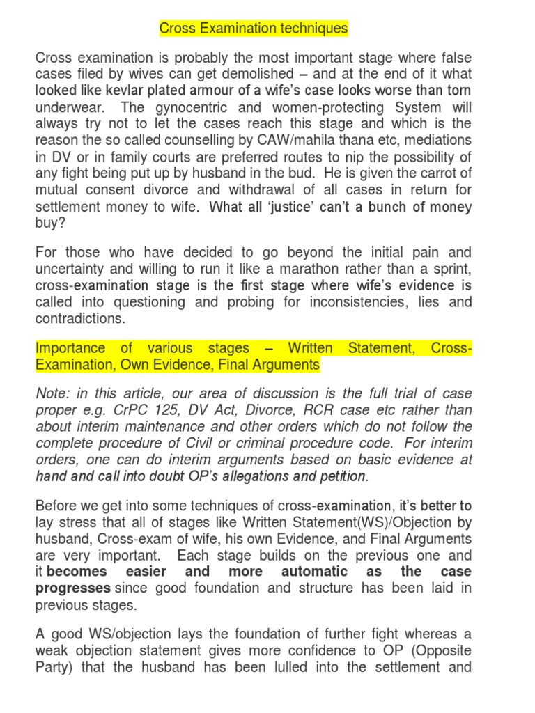 Cross Examination Techniques PDF | PDF | Affidavit | Cross Examination