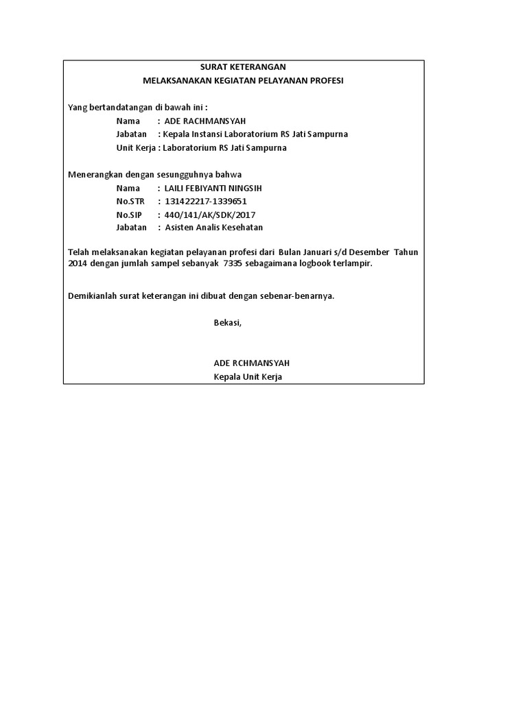 Surat Keterangan Logbook | PDF