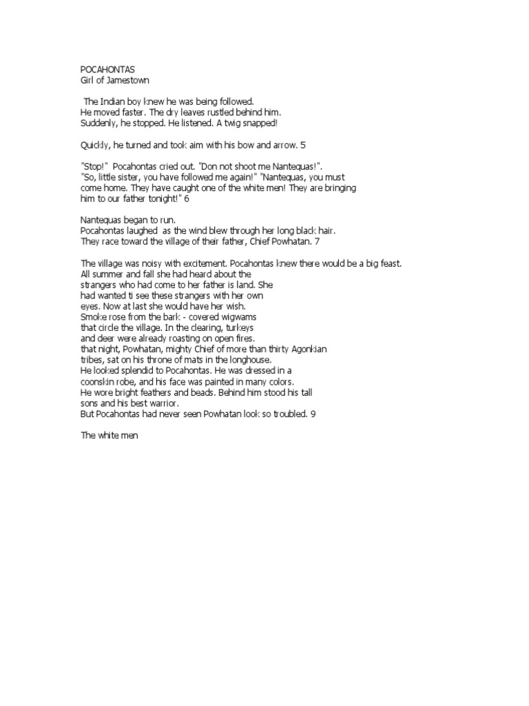 Pocahontas | PDF | Algonquian Peoples | Indigenous Peoples Of North America