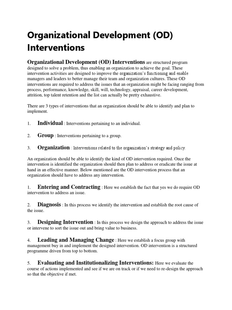 Organizational Development (OD) Interventions | PDF | Organization ...
