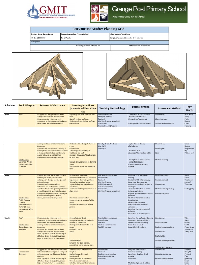 Planning Grid Leaving Cert Construction Studies | PDF | Stairs | Chimney