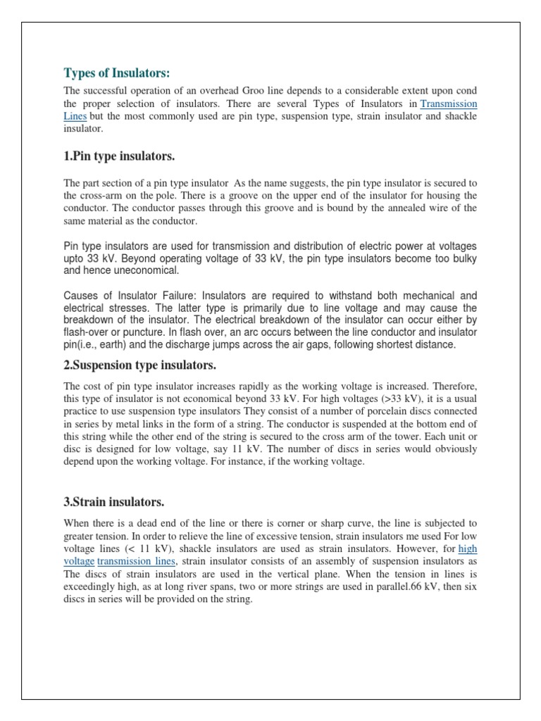 Types of Insulators | PDF | Electrical Breakdown | Insulator (Electricity)