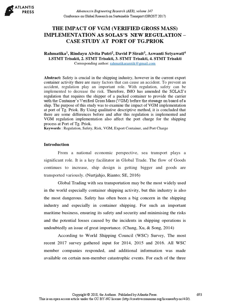 The Impact of VGM (Verified Gross Mass) Implementation As Solas'S New ...