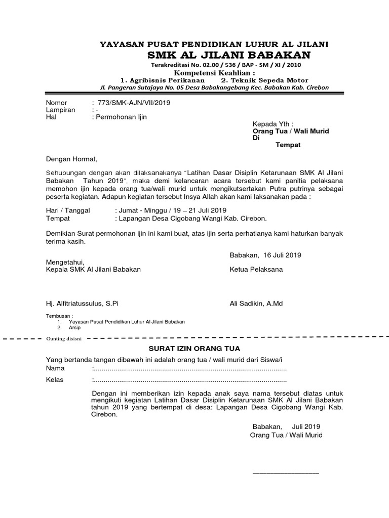 Surat Permohonan Izin Menginap LDDK | PDF