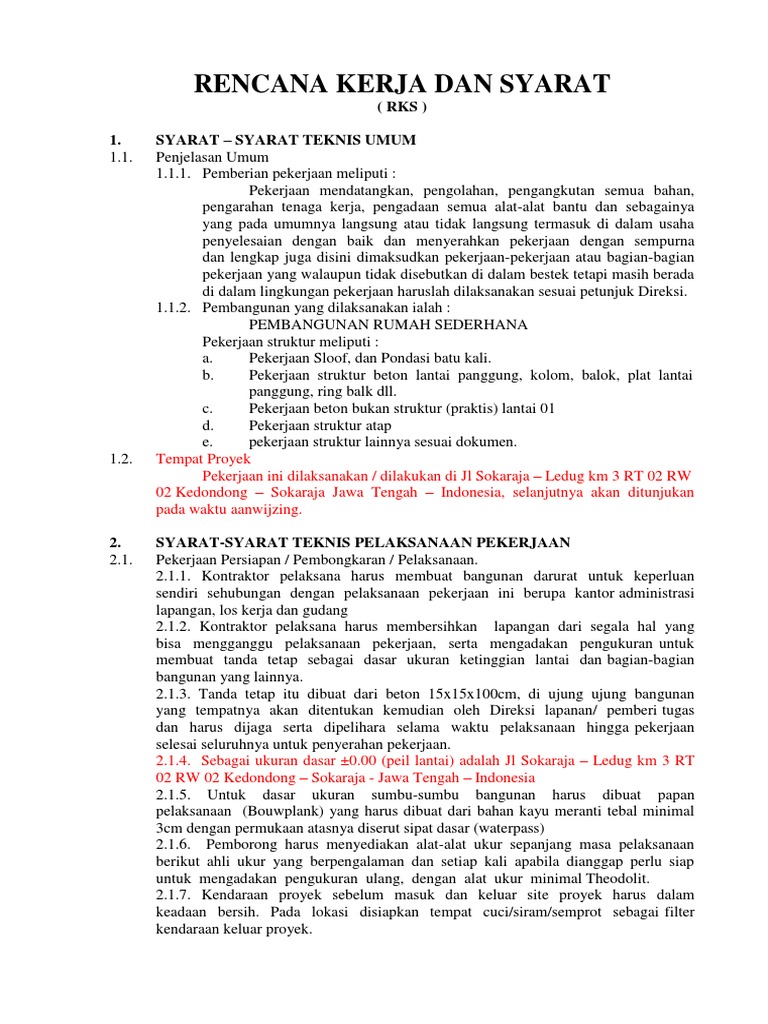 Contoh Rks Rumah 1 Lantai | PDF