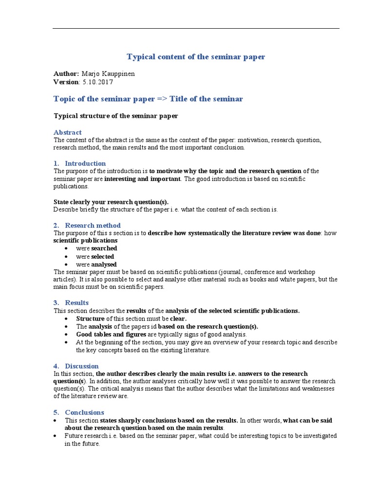 Structure of The Seminar Paper