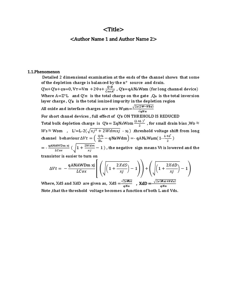 Charge Sharing in MOSFET | PDF