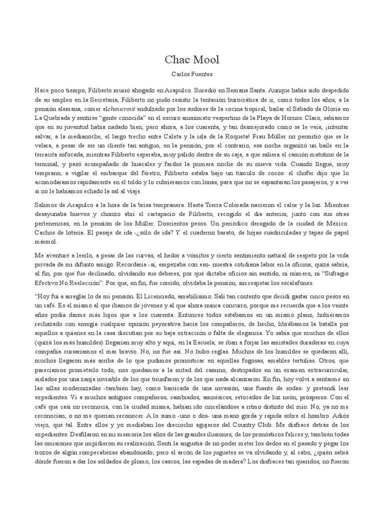 Chac Mool, Carlos Fuentes | PDF | Naturaleza
