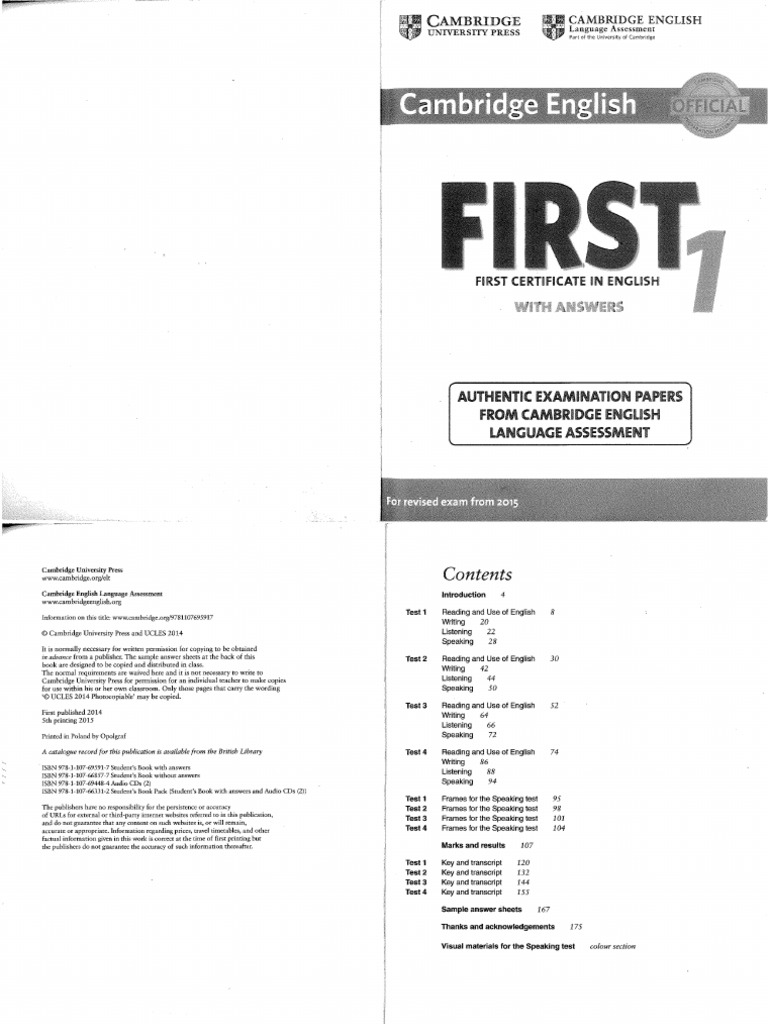 Cambridge English First 1 | PDF