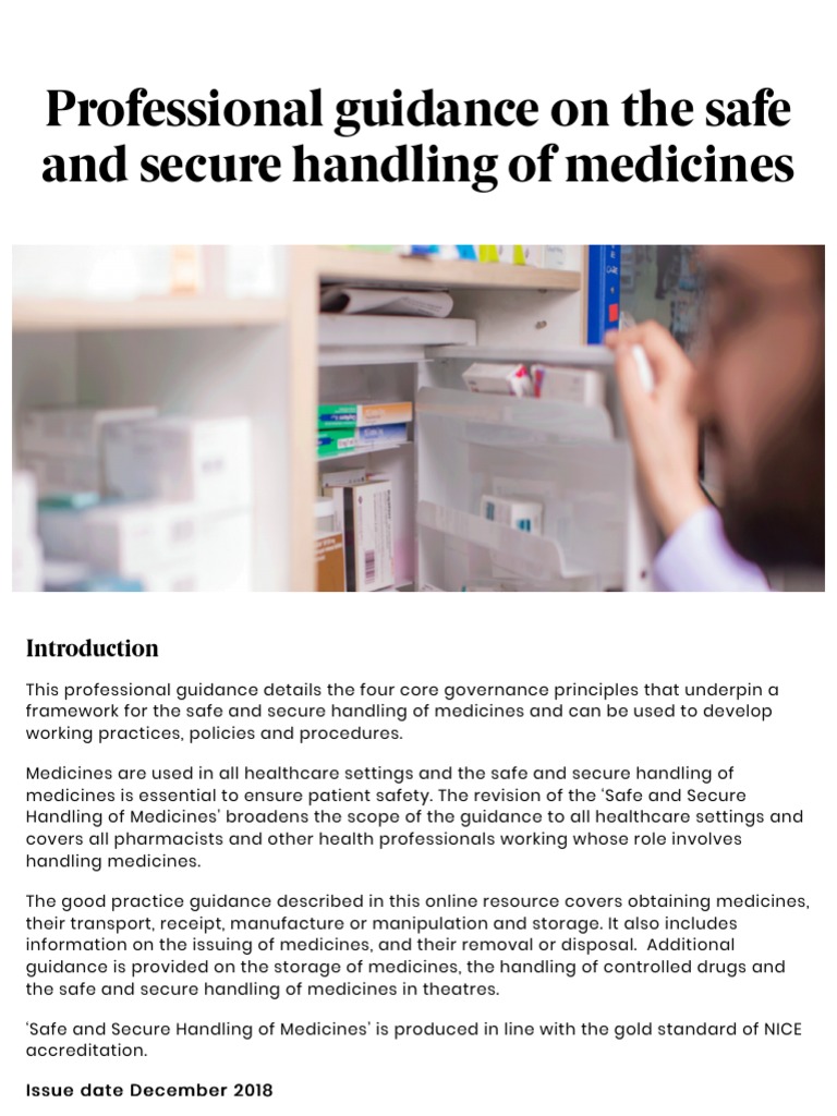Safe and Secure Handling of Medicines - Framework (Obtaining Medicine ...