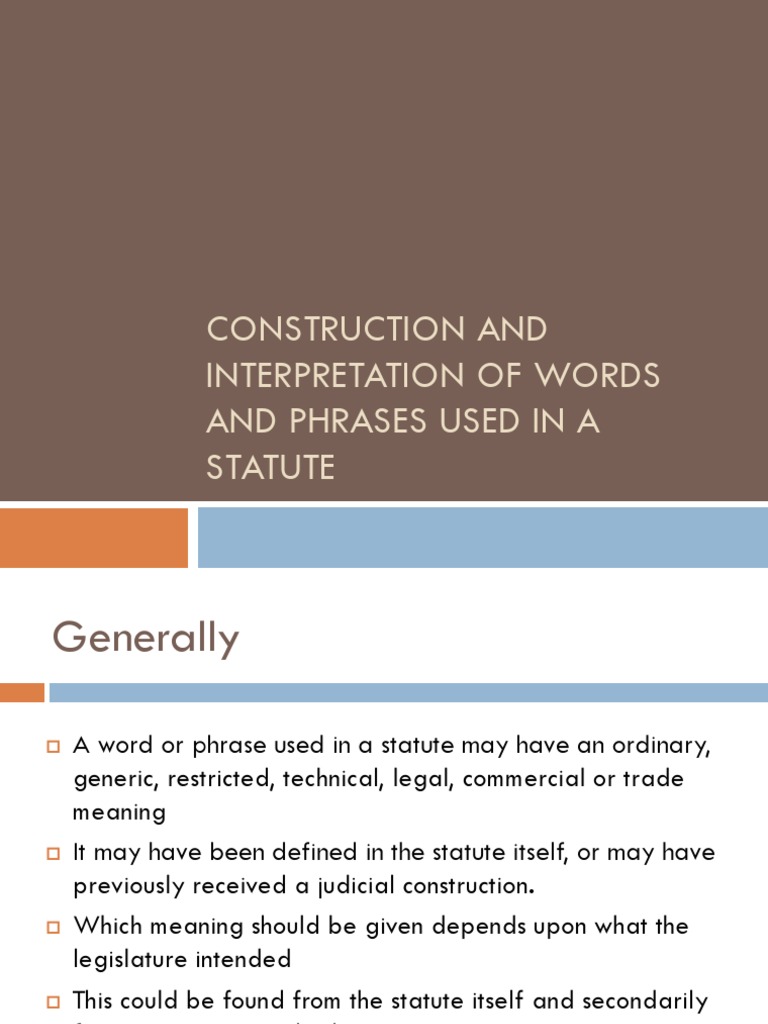 Statutory Word Interpretation Guide | PDF | Statutory Interpretation ...