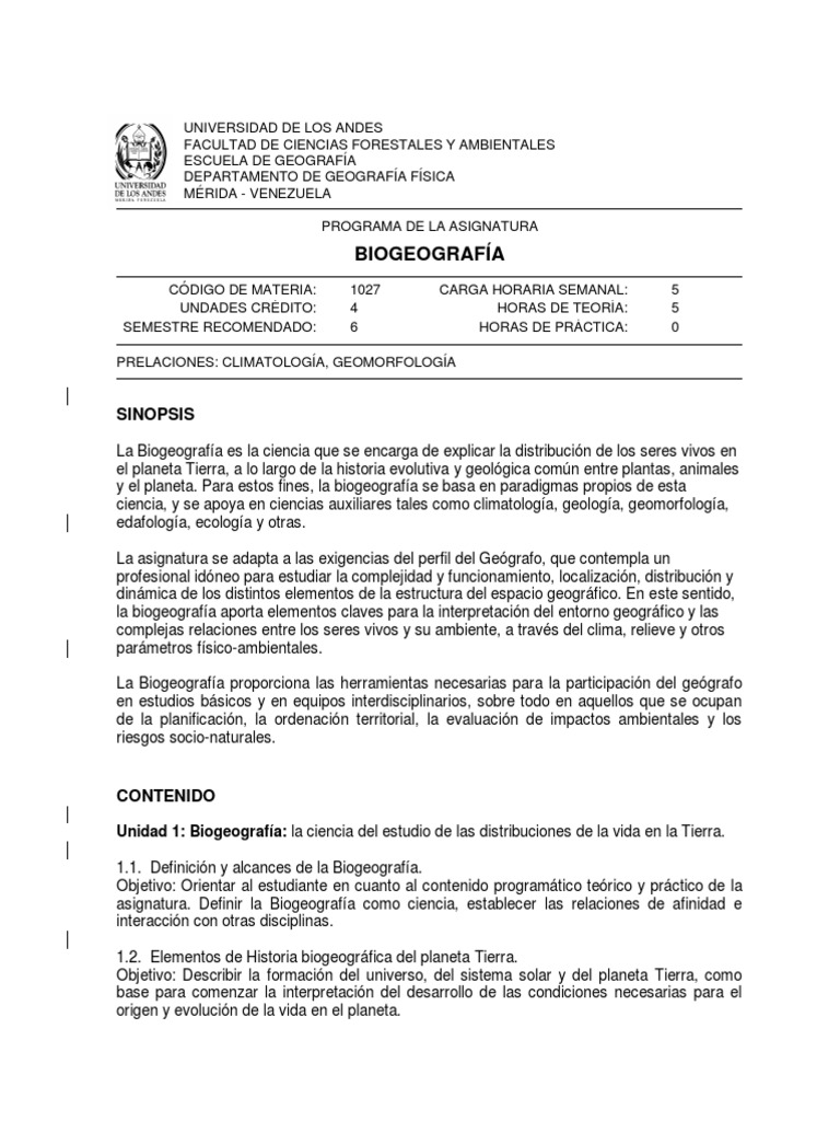 Biogeografia | PDF | Biodiversidad | Biogeografia